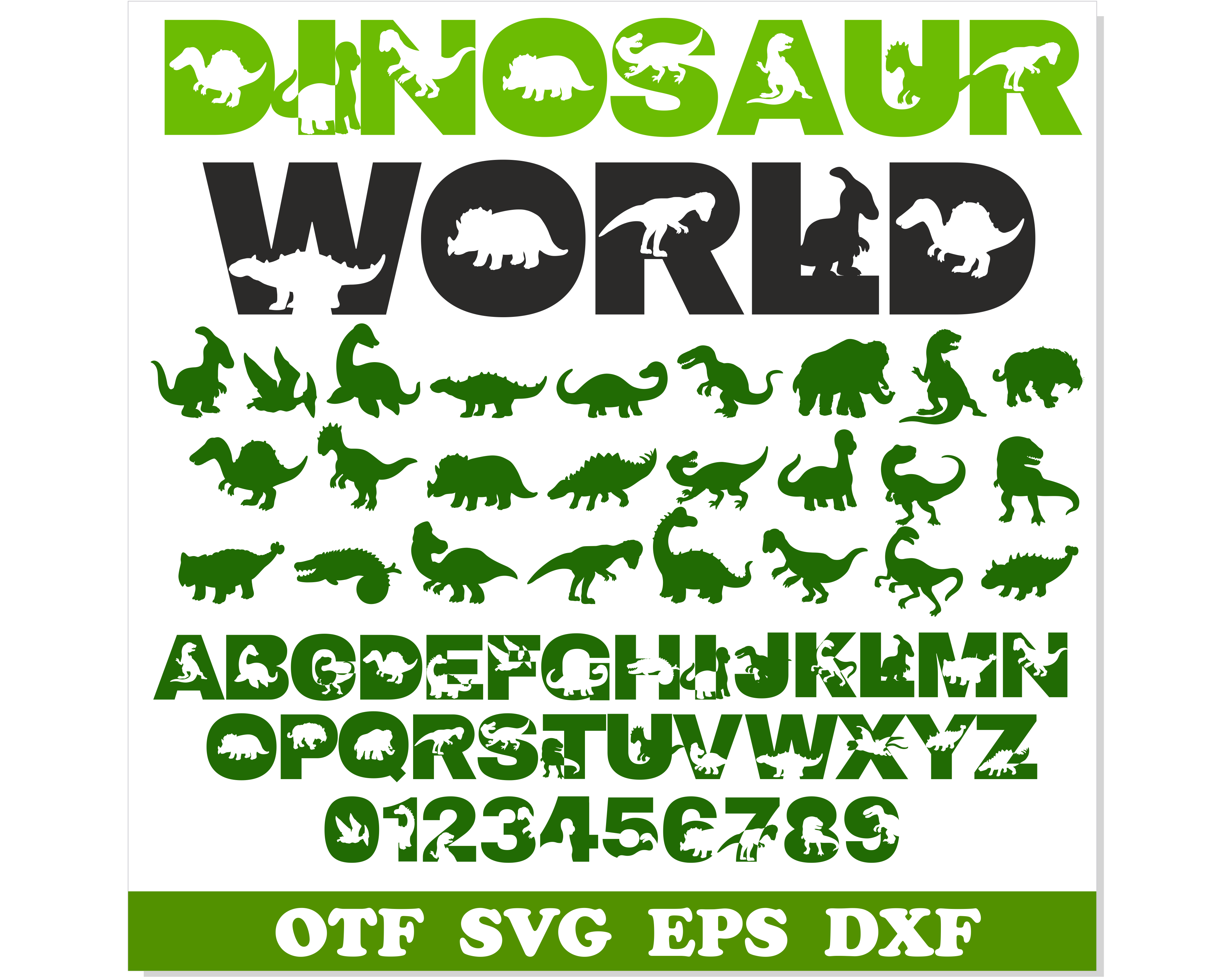 Dinosaur Font SVG Bundle, Dino Font TTF, Dinosaur SVG Cricut | Inspire ...