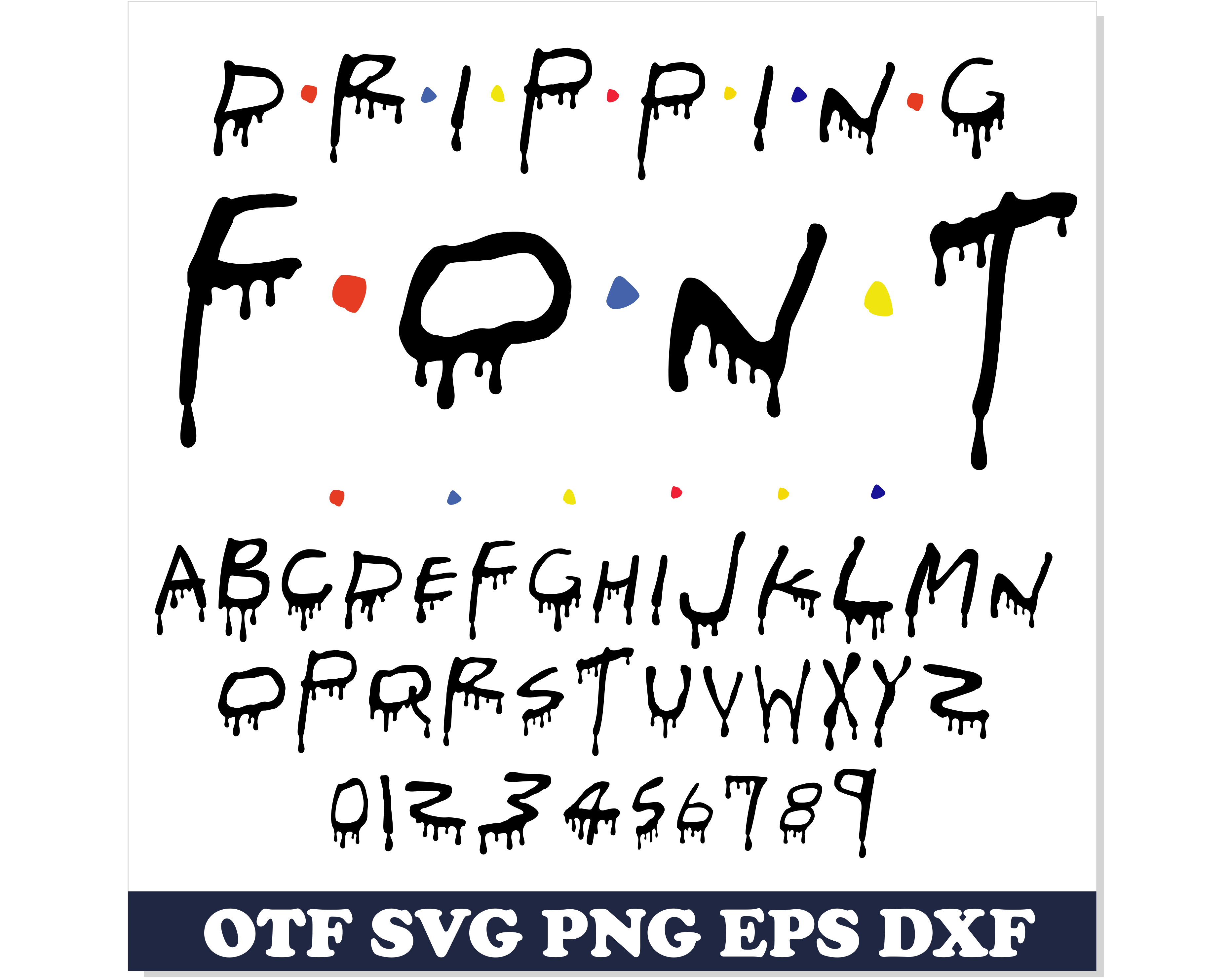 Dripping font OTF, Show Font with dots, Dripping font svg Cr | Inspire ...