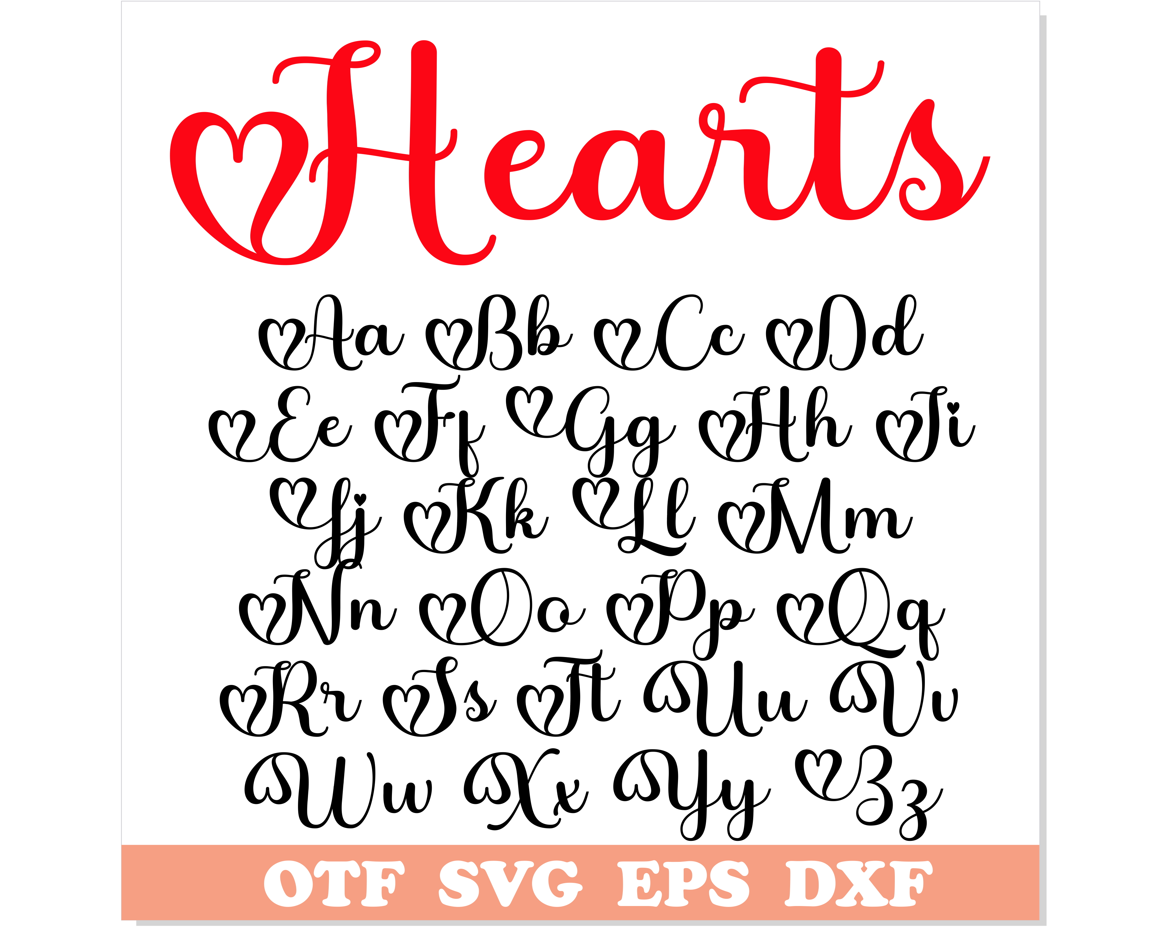 Valentines Day Font with Hearts TTF, Hearts Love SVG, Heart | Inspire ...