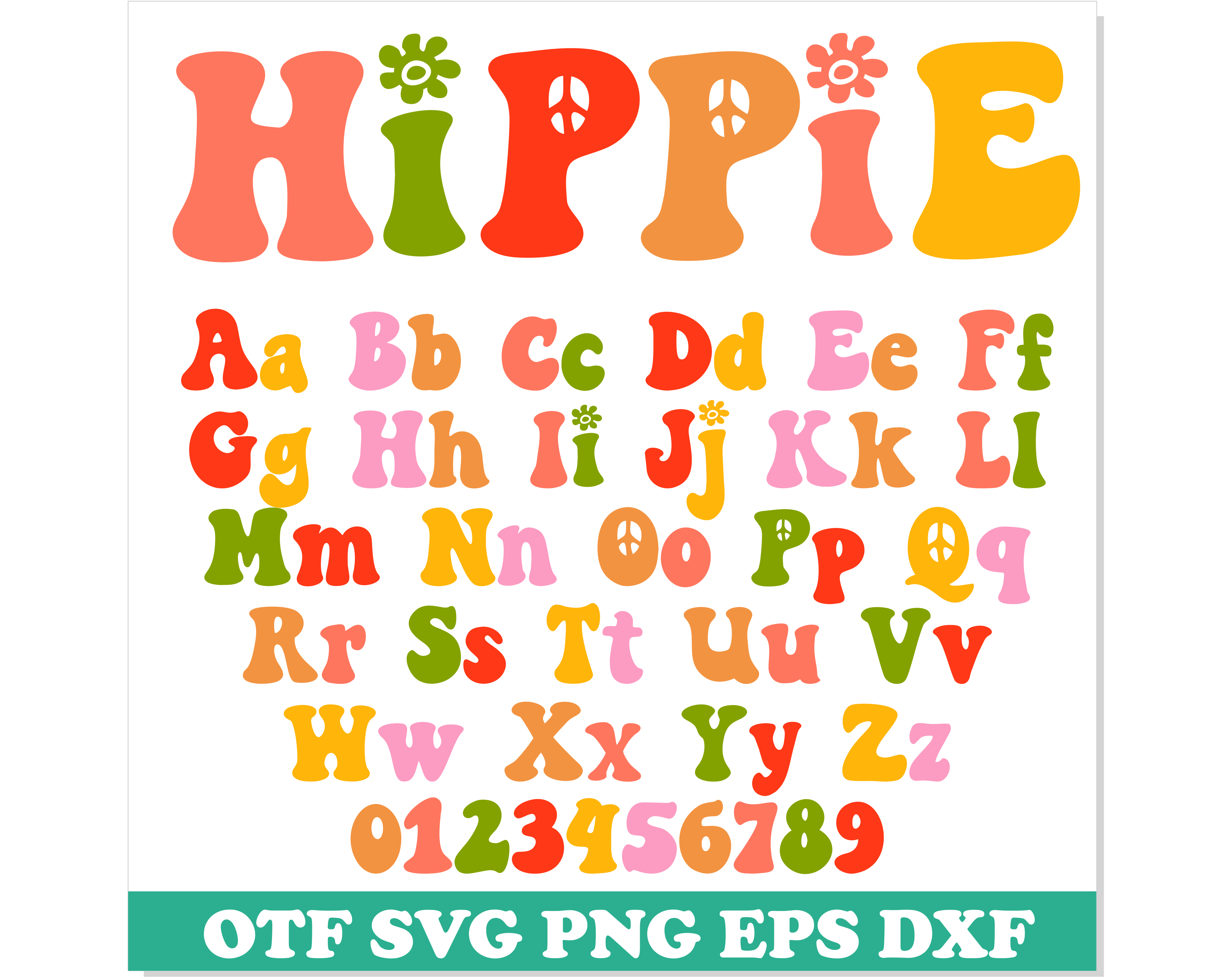 Hippie font SVG TTF PNG, Groovy Font, Retro Font, Hippie let - Inspire ...