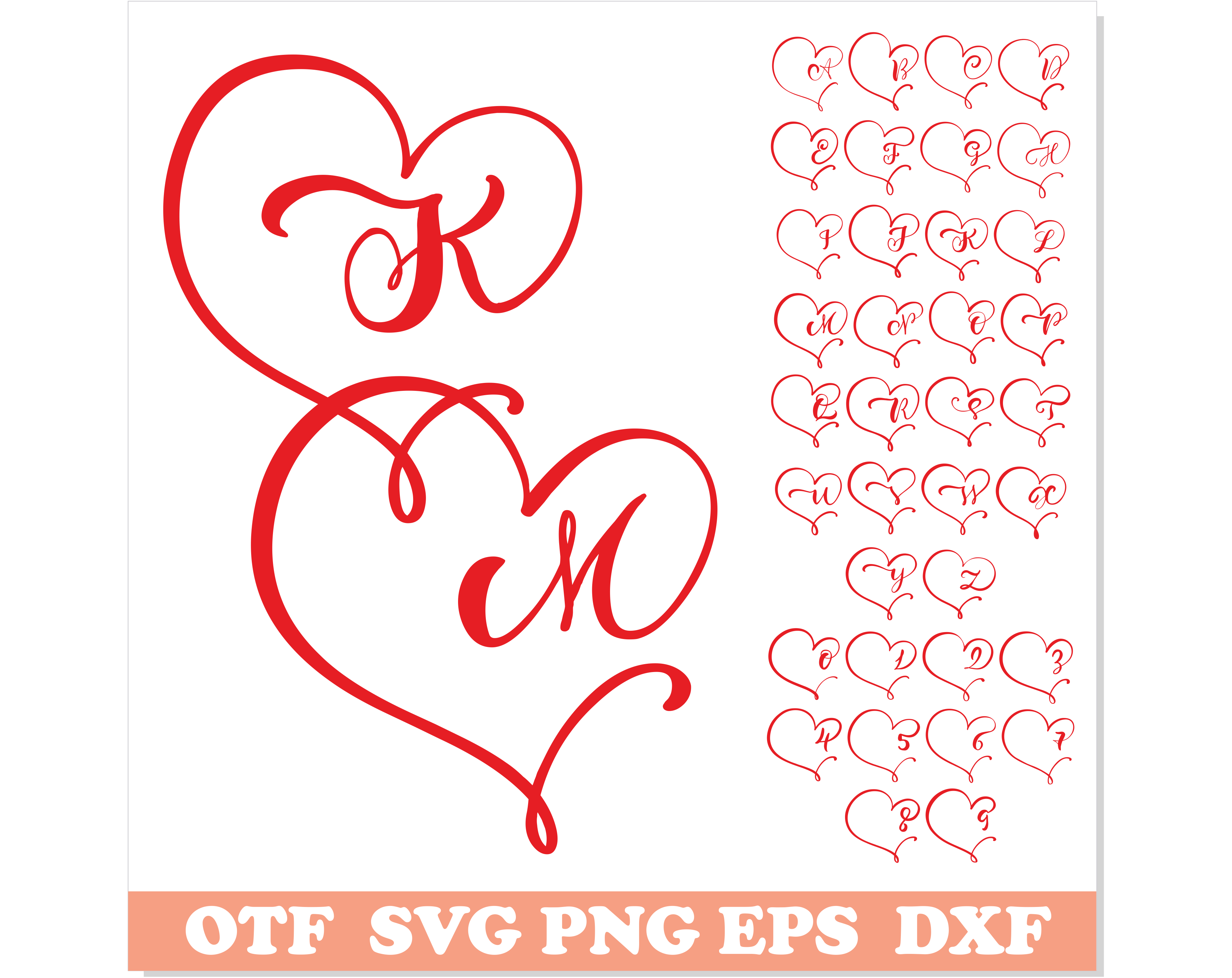 Monogram Heart Font TTF SVG PNG, Valentine Day Font Hearts, | Inspire ...