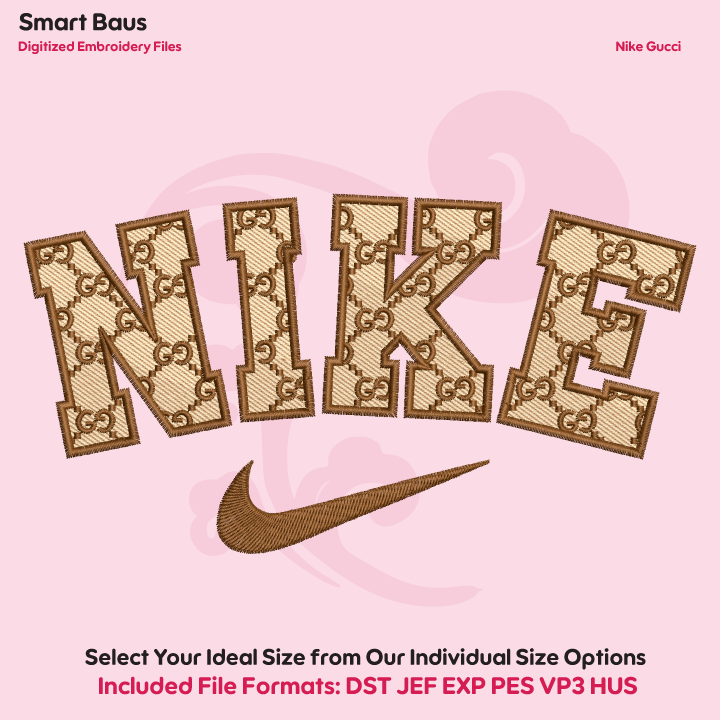 Nike Gucci Pattern Embroidery Design Digitized Download | Inspire Uplift