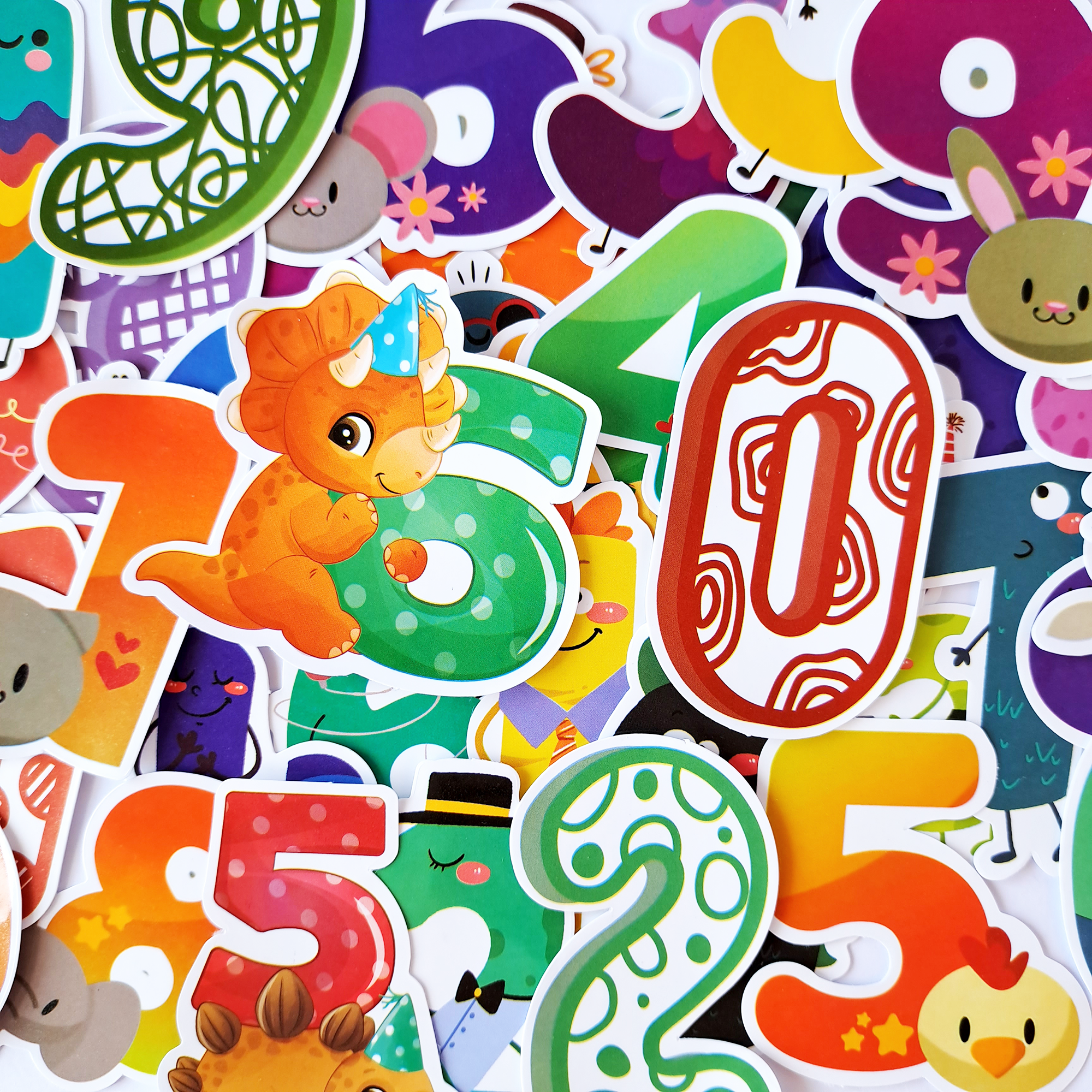 48 PCS Children Funny Numbers Sticker Pack, Animals Stickers | Inspire ...