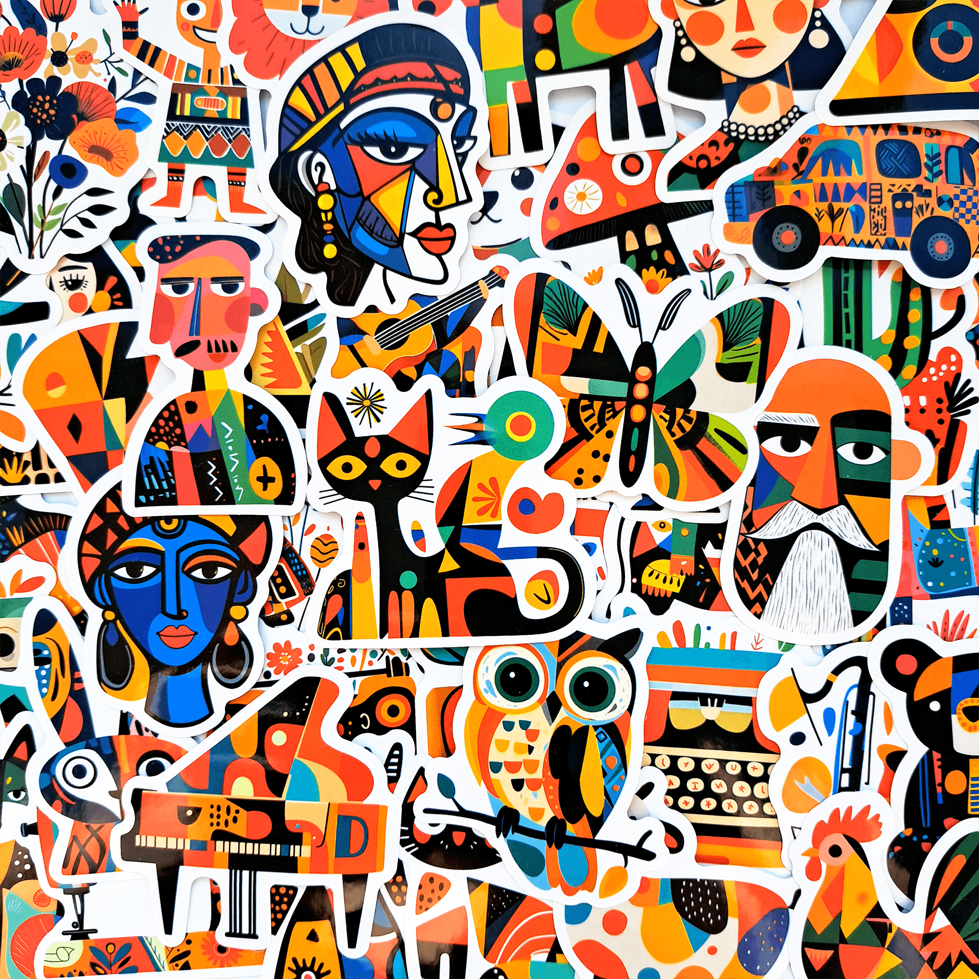50 PCS Picasso Style Sticker Pack, Cubism Art Stickers | Inspire Uplift