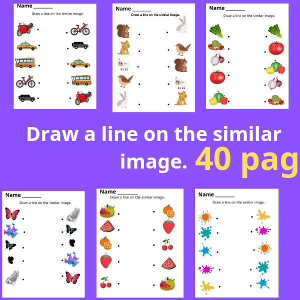 Printable Matching Worksheets, Match the Picture, Kindergart | Inspire ...