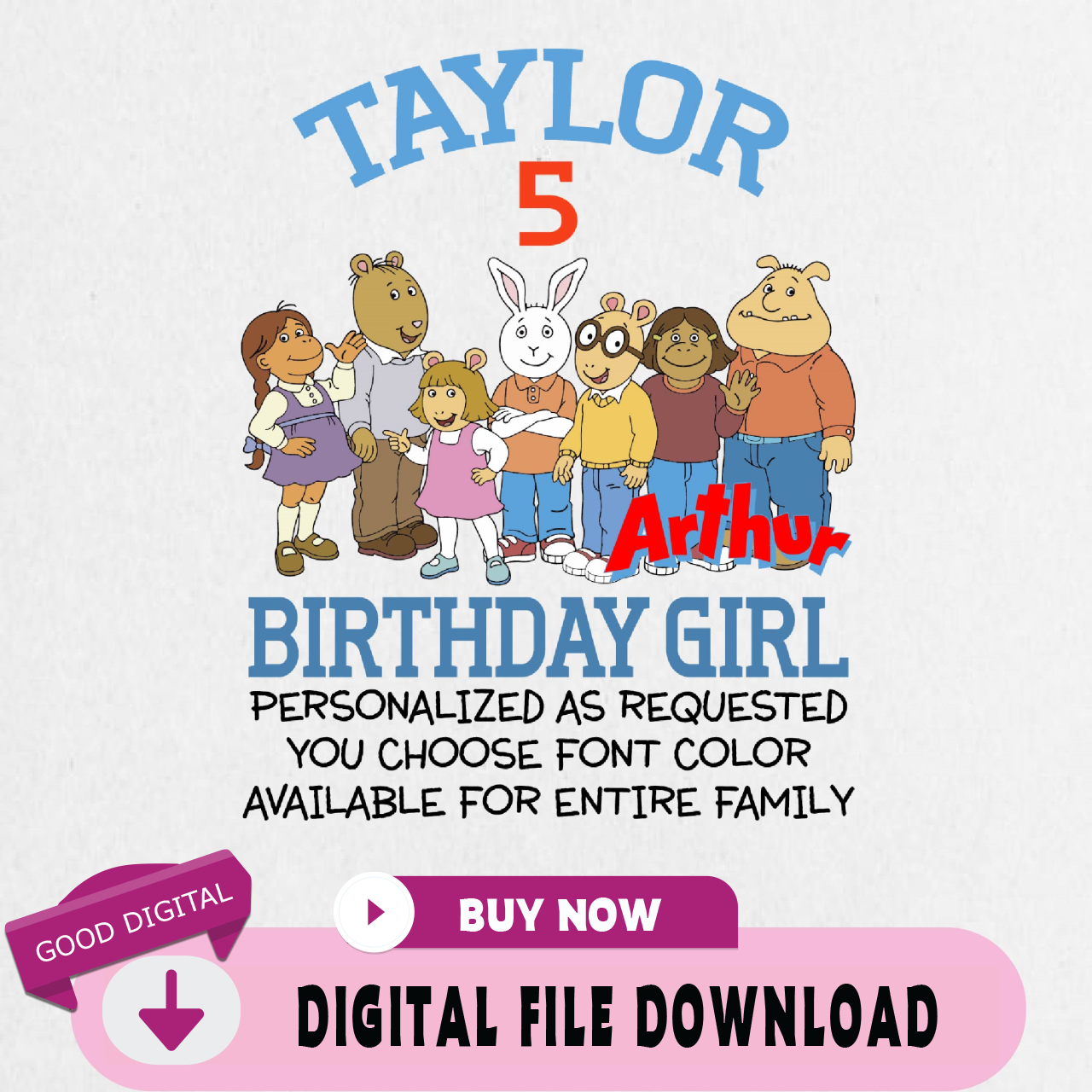 Arthur Read Birthday Svg, Personalized Svg, Custom Tee Bday | Inspire ...