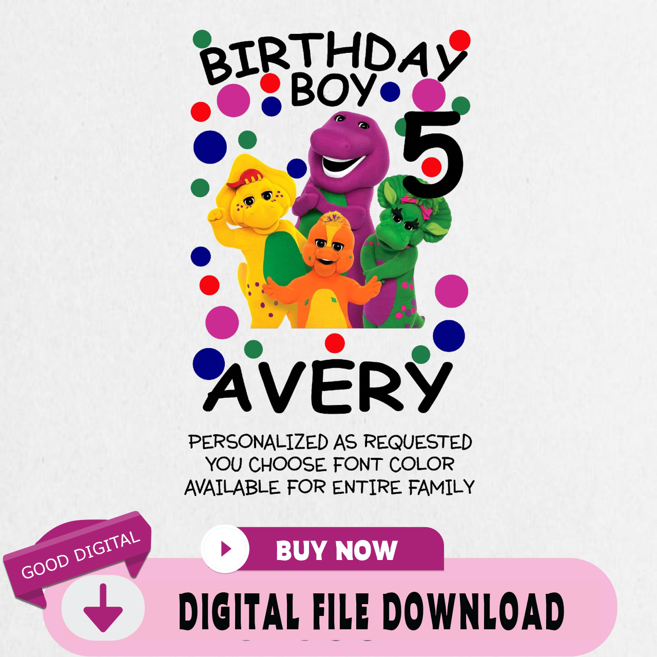 Barney Friends Birthday Png Personalized Png Custom Bday Pa - Inspire ...