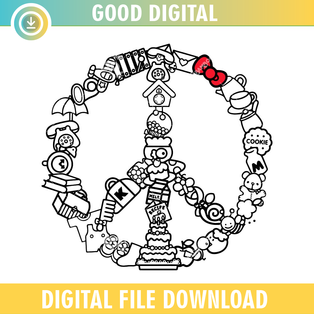 Hello Kitty Peace Sign SVG PNG, Sanrio Kitty icons SVG,Valen | Inspire ...