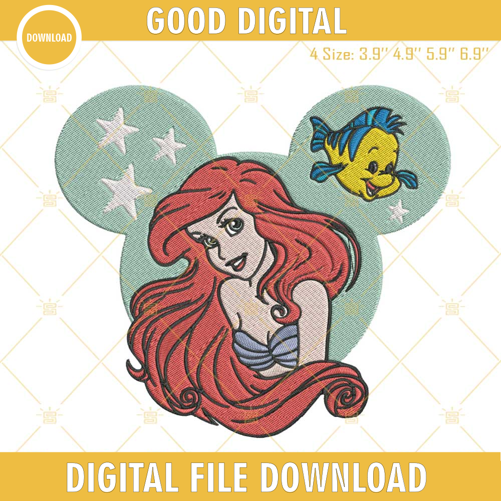 Ariel Disney Princess Embroidery Designs, The Little Mermaid | Inspire ...
