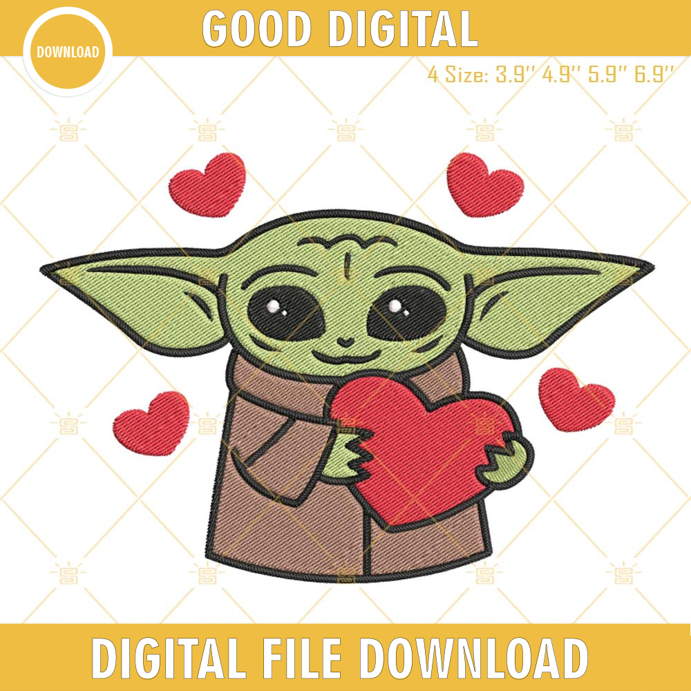 Baby Yoda With Heart Embroidery Designs, Star Wars Valentine | Inspire ...