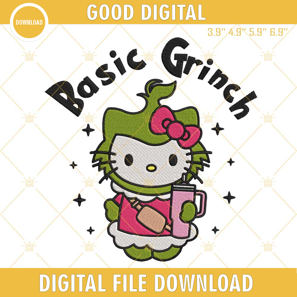 Basic Grinch Hello Kitty Christmas Embroidery Design Files, | Inspire ...