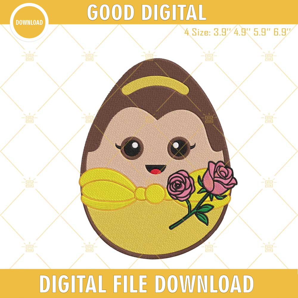 Belle Disney Princess Easter Egg Embroidery File, Beauty And | Inspire ...