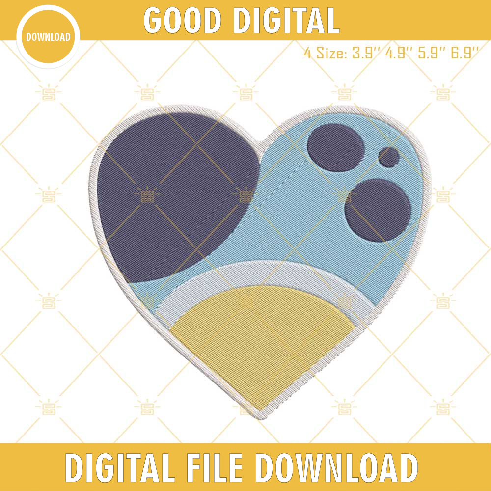 Bluey Heart Machine Embroidery Designs, Love Bluey Embroider | Inspire ...