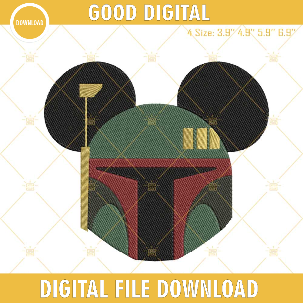 Boba Fett Mickey Mouse Head Machine Embroidery Designs, Disn | Inspire ...