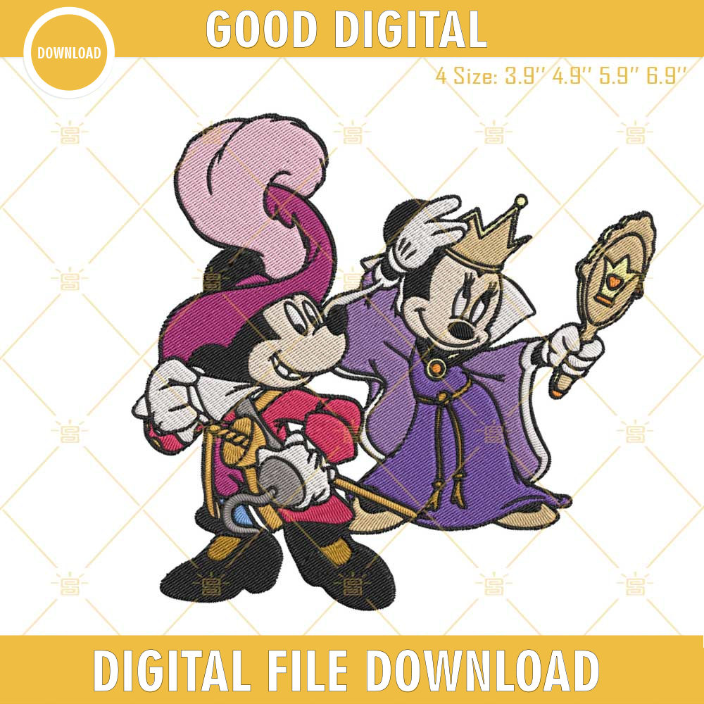 Captain Hook Mickey And Evil Queen Minnie Embroidery Designs | Inspire ...