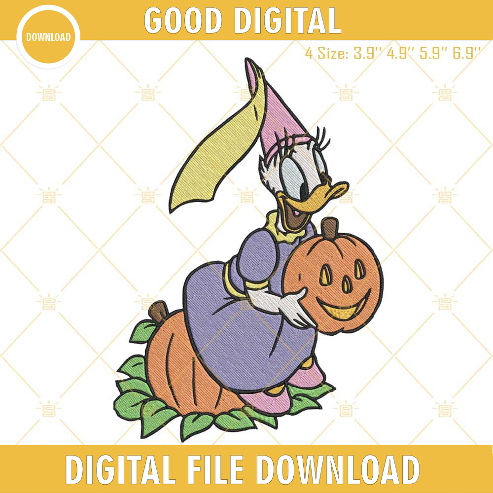 Daisy Duck With Pumpkin Embroidery Designs, Disney Duck Hall | Inspire ...