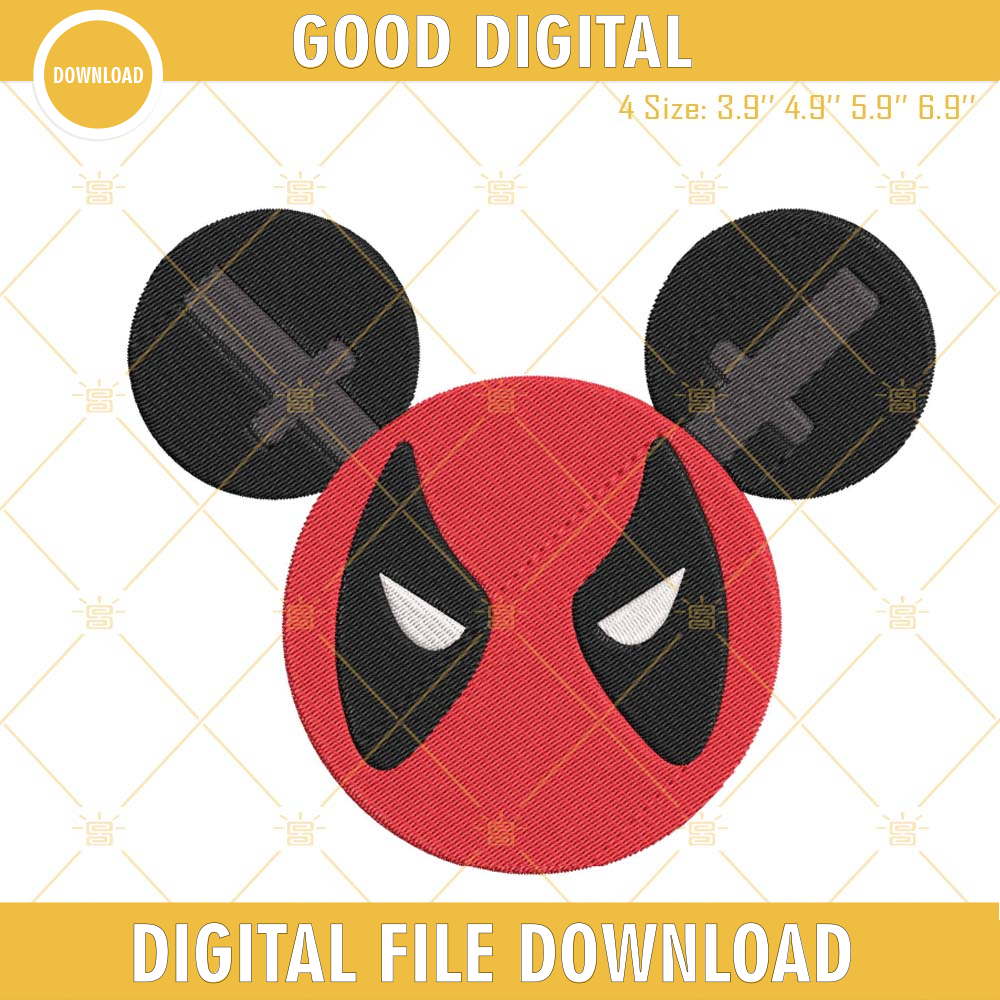Deadpool Mickey Mouse Head Embroidery Design, Embroidery Des | Inspire ...