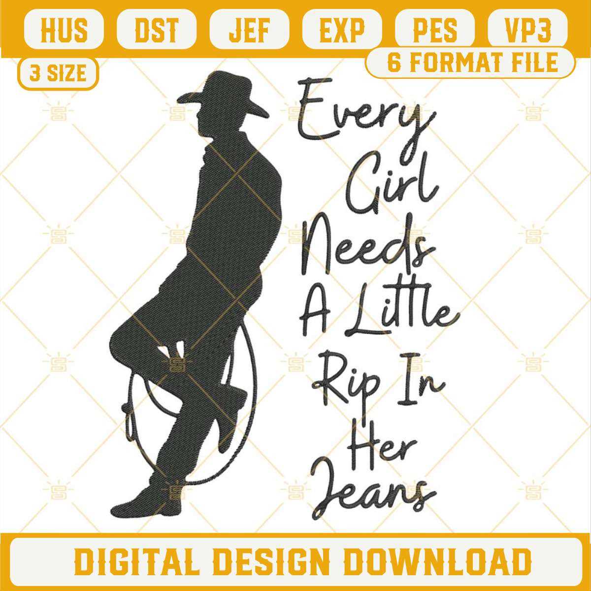 Every Girl Needs A Little Rip In Her Jeans Embroidery Design | Inspire ...