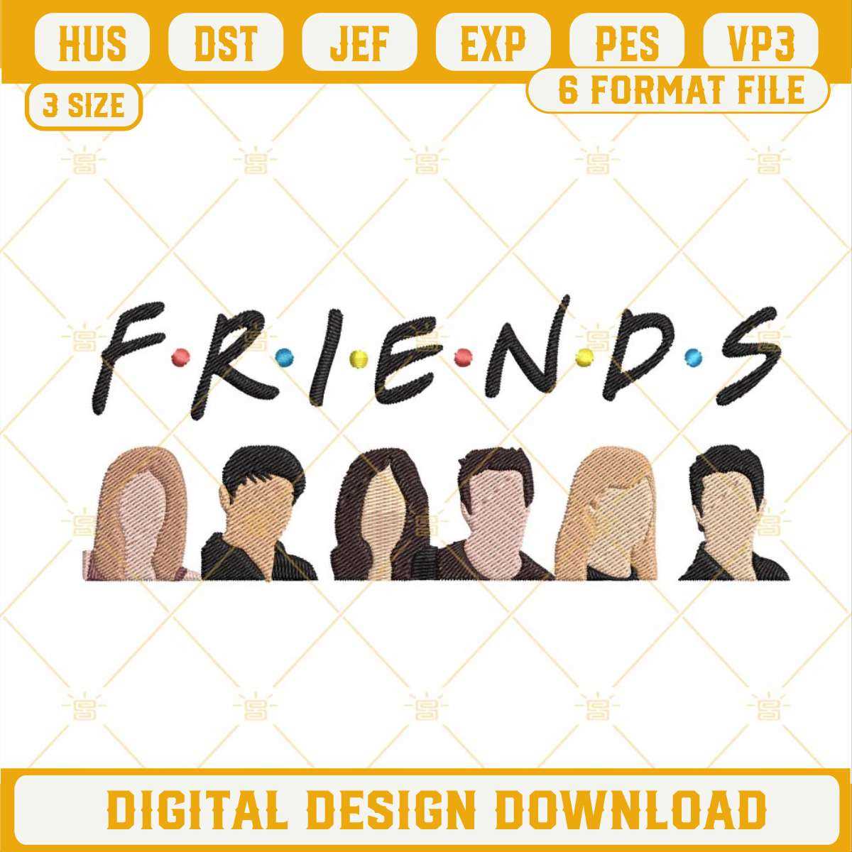 Friends Characters Embroidery Designs, Friends TV Show Machi | Inspire ...