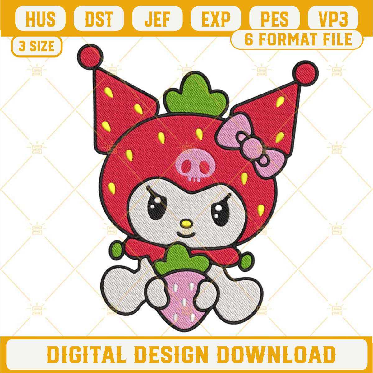 Kuromi Strawberry Embroidery Designs Kuromi Hello Kitty Mac Inspire