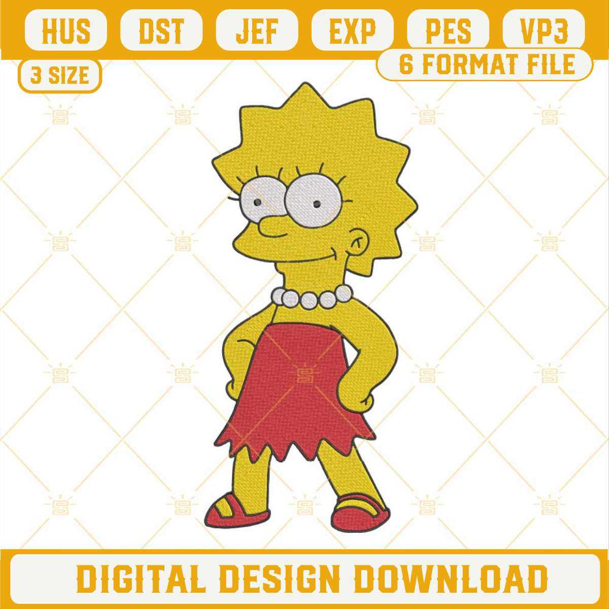 Lisa Simpson Machine Embroidery Design File.jpg | Inspire Uplift