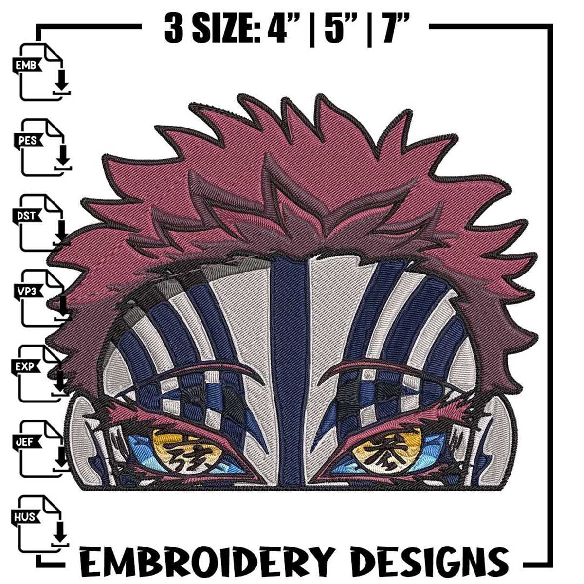 Akaza Embroidery Design, Demon slayer Embroidery, Embroidery | Inspire ...