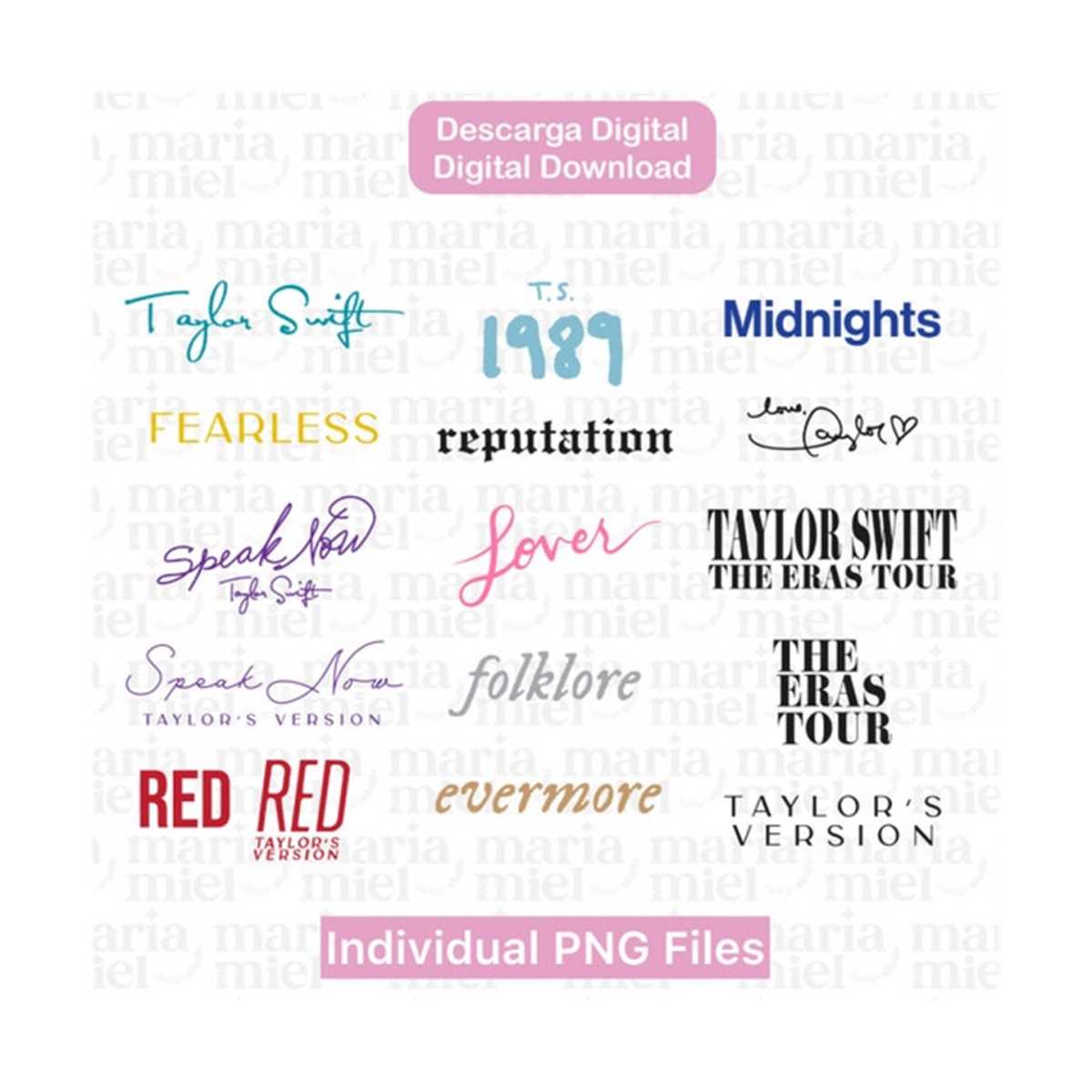 PNG ERAS Taylor Swift Album Logo Full Collection Digital | Inspire Uplift