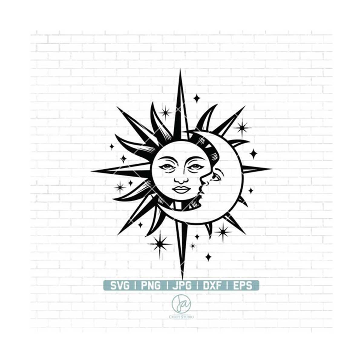 SUN and MOON SVG Celestial Svg Moon phases Mystical Svg | Inspire Uplift