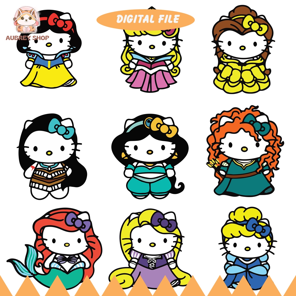 Hello Kitty Disney Princess Svg, Hello Kitty Svg, Ariel Svg, | Inspire ...