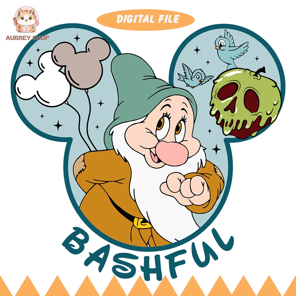 Bashful The 7 Dwarfs Mickey Mouse Head SVG | Inspire Uplift