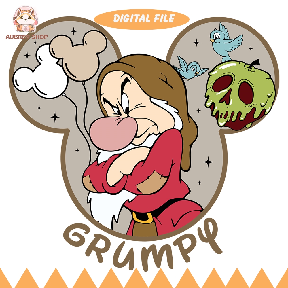 Grumpy The 7 Dwarfs Mickey Mouse Head SVG | Inspire Uplift
