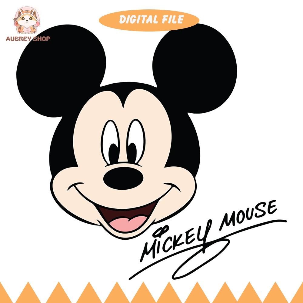 Smiling Face Disney Mickey Mouse Signature SVG | Inspire Uplift