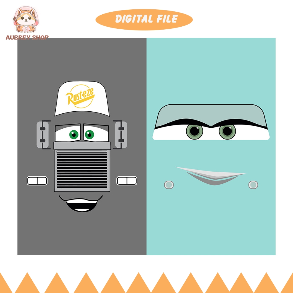Disney Pixar Cars Mack and Flo Face Poster SVG | Inspire Uplift