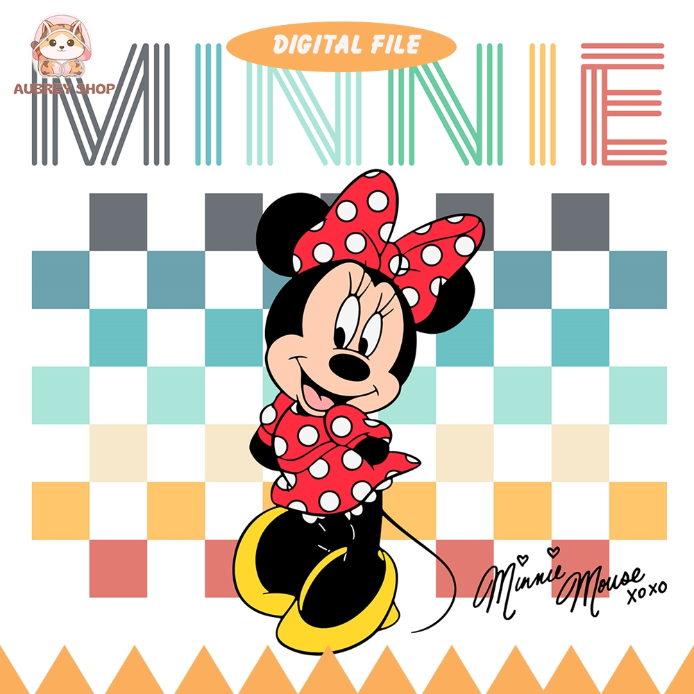 Checkered Minnie Mouse Disney Signature SVG | Inspire Uplift