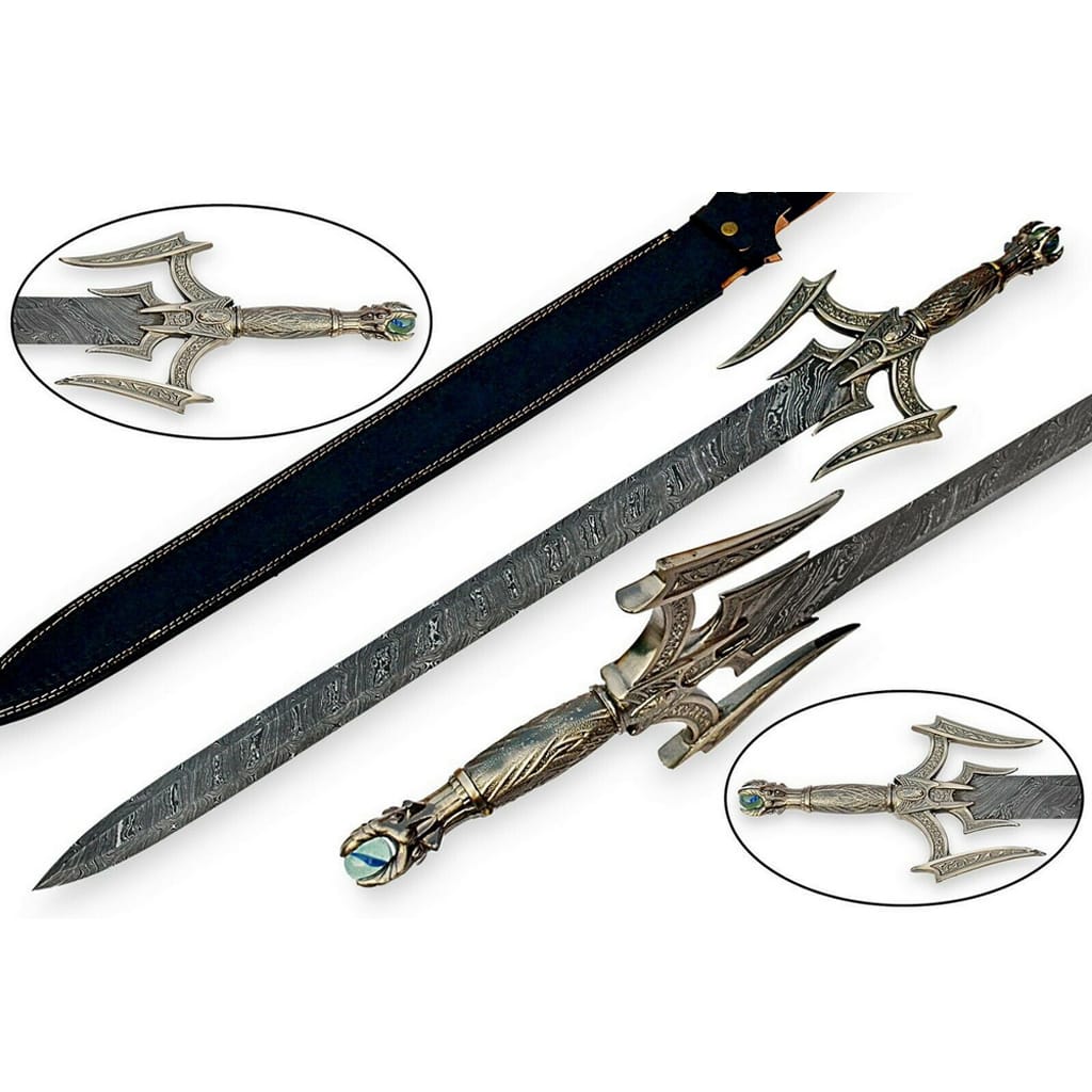 CUSTOM HANDMADE DAMASCUS STEEL SWORD WITH STYLISH HANDLE | Inspire Uplift