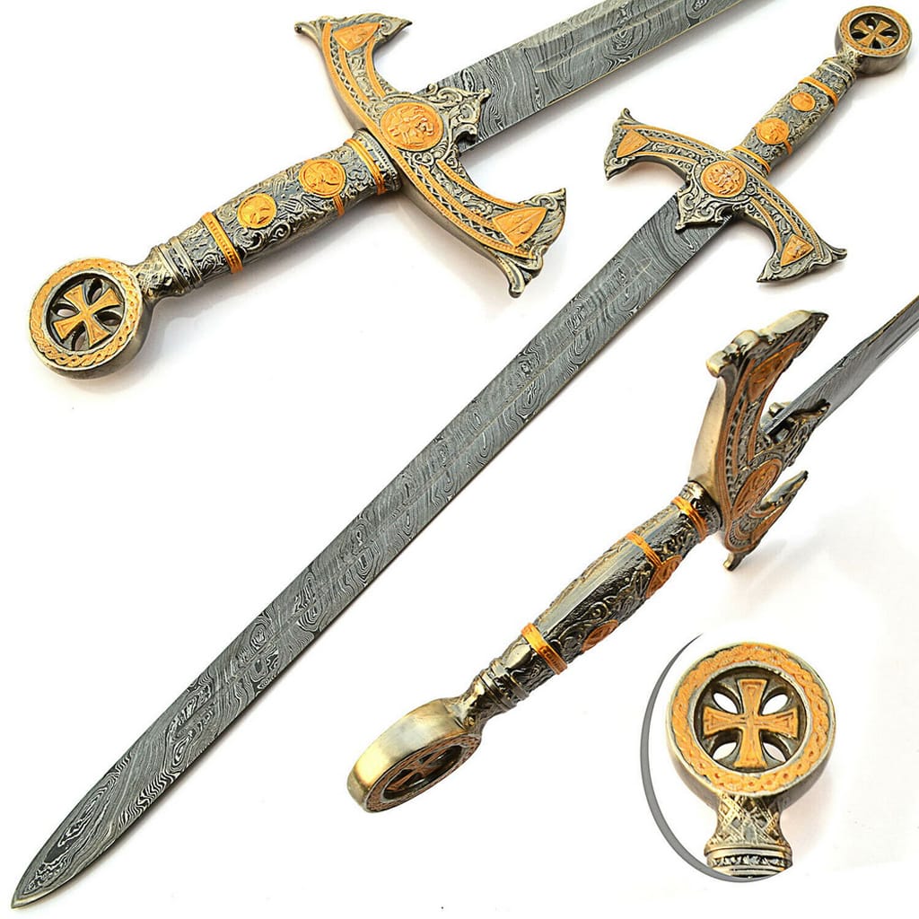 DAMASCUS STEEL SWORD WITH STYLISH HANDLE Damascus sword | Inspire Uplift