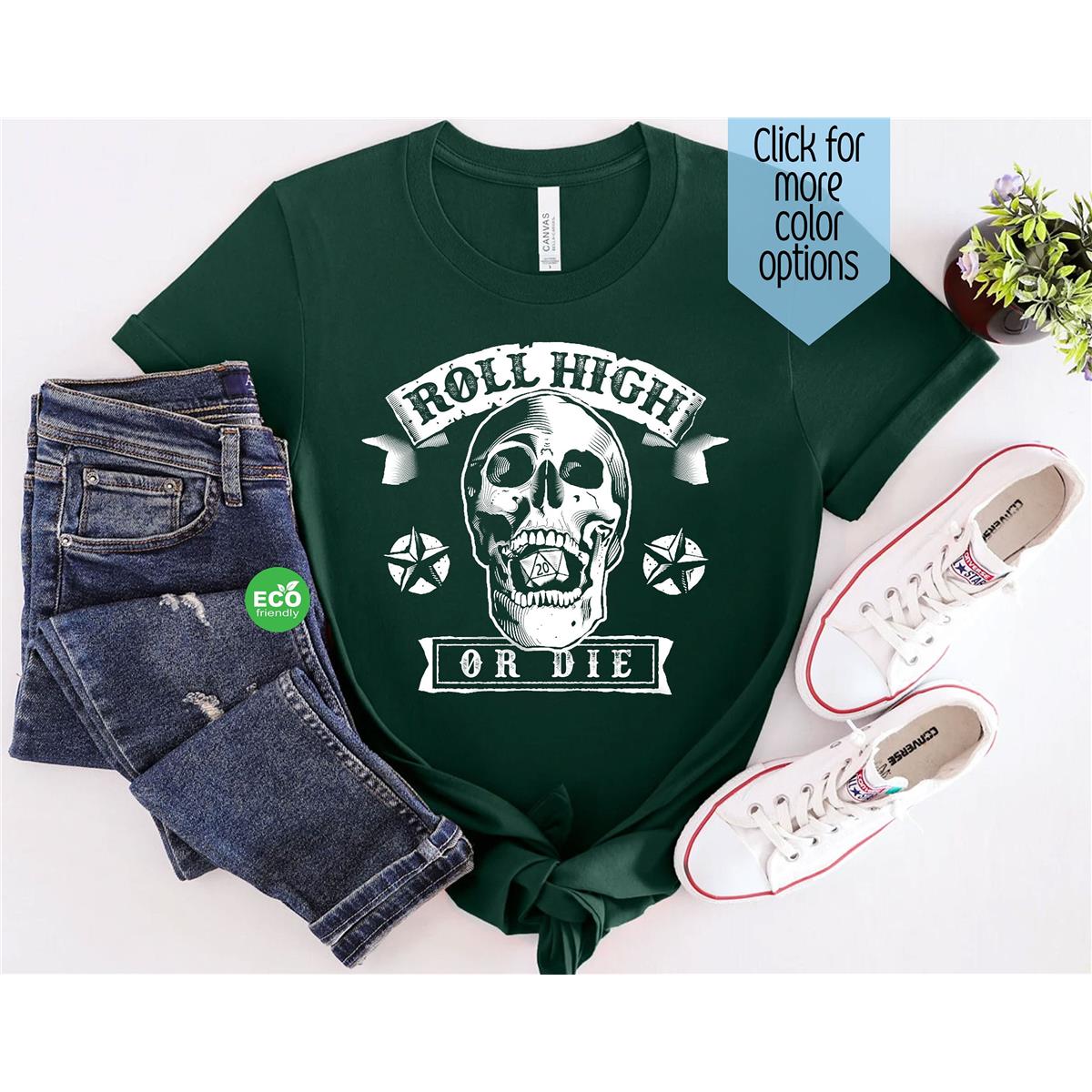 Skull Roll High or Die DnD Shirt, Dungeon And Dragons Goth C | Inspire ...