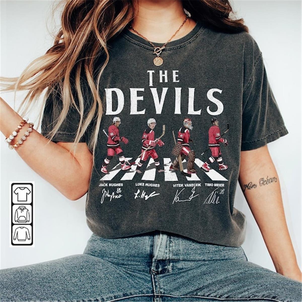 Devils Walking Abbey Road Signatures Ice Hockey Shirt, Jack | Inspire ...
