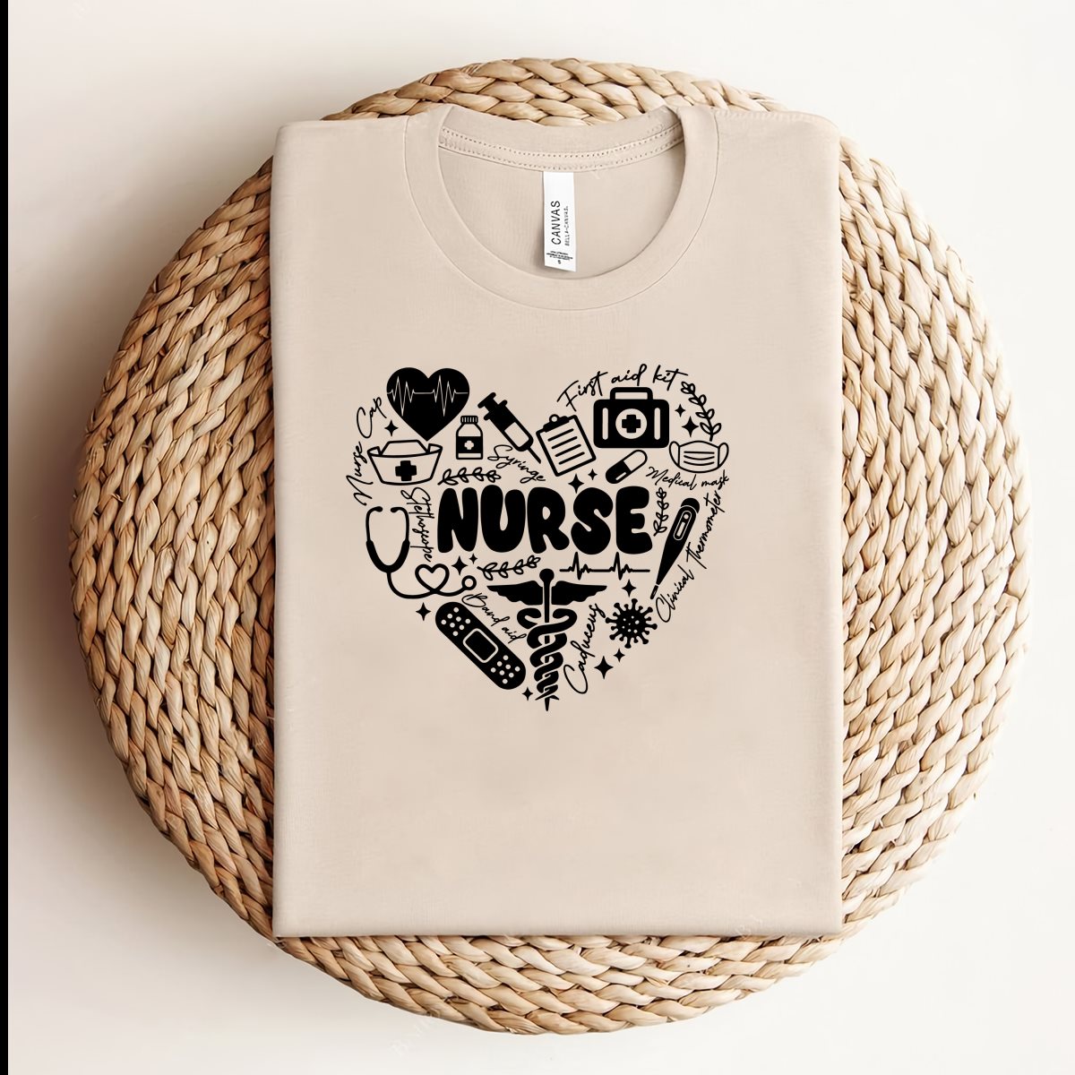 Retro Heart Nurse Doodles First Aid Kit Shirt | Inspire Uplift