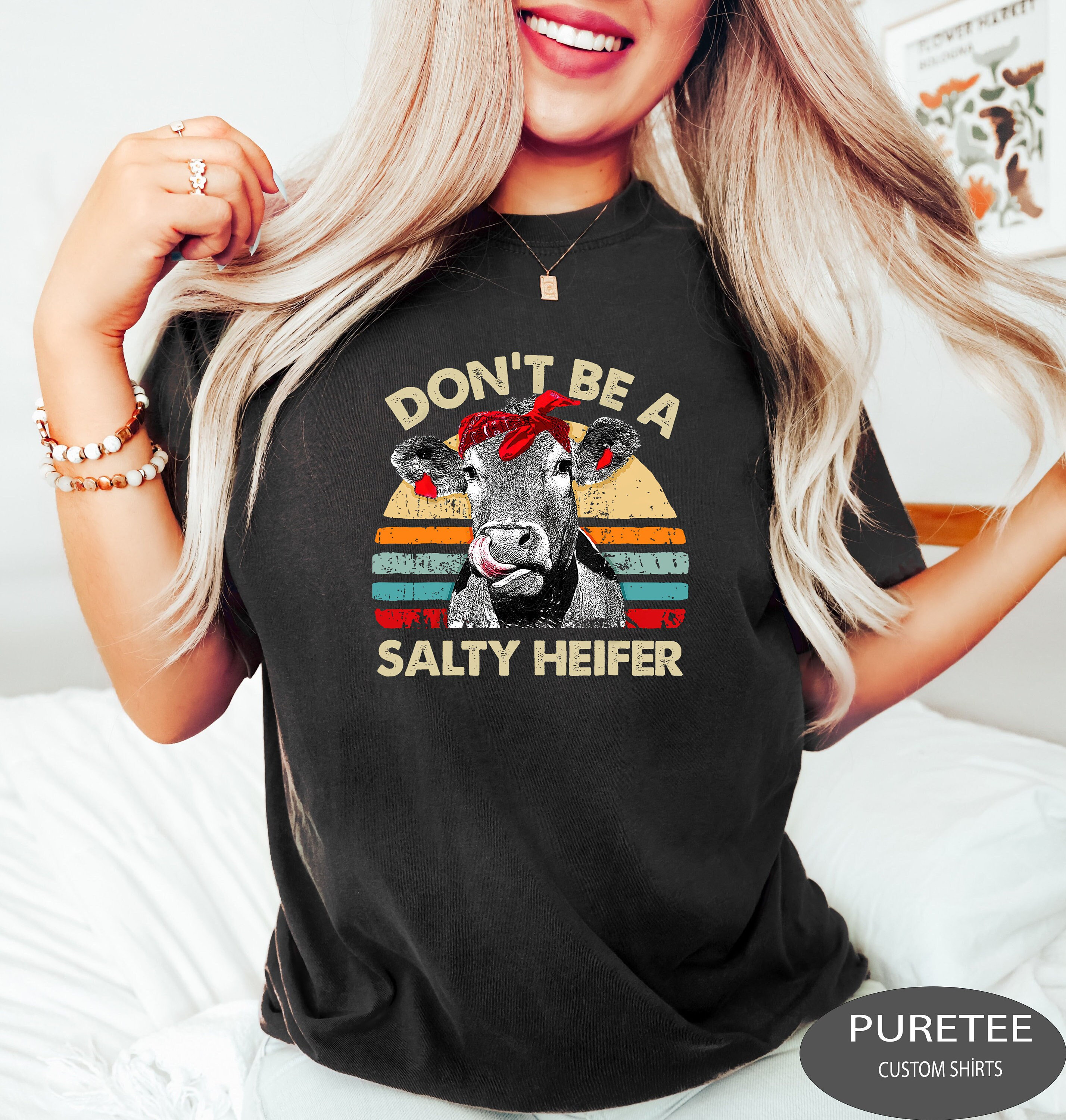 Dont Be A Salty Heifer Shirt, Cow Graphic Tee, Funny Cow Shi | Inspire ...