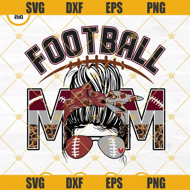 Football Mom Maroon And Silver SVG, Leopard Print Football S | Inspire ...