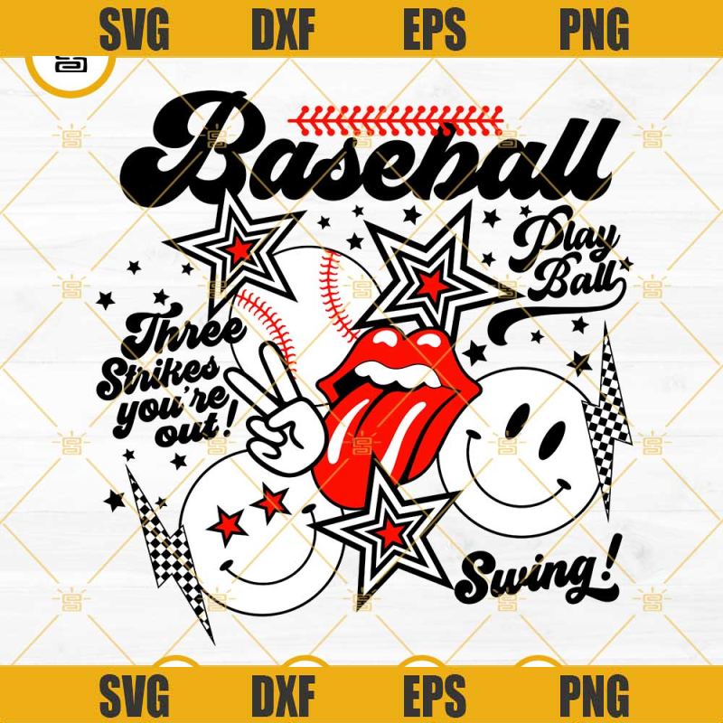 Smiley Face Baseball SVG, Play Ball SVG, Three Strikes You'r | Inspire ...