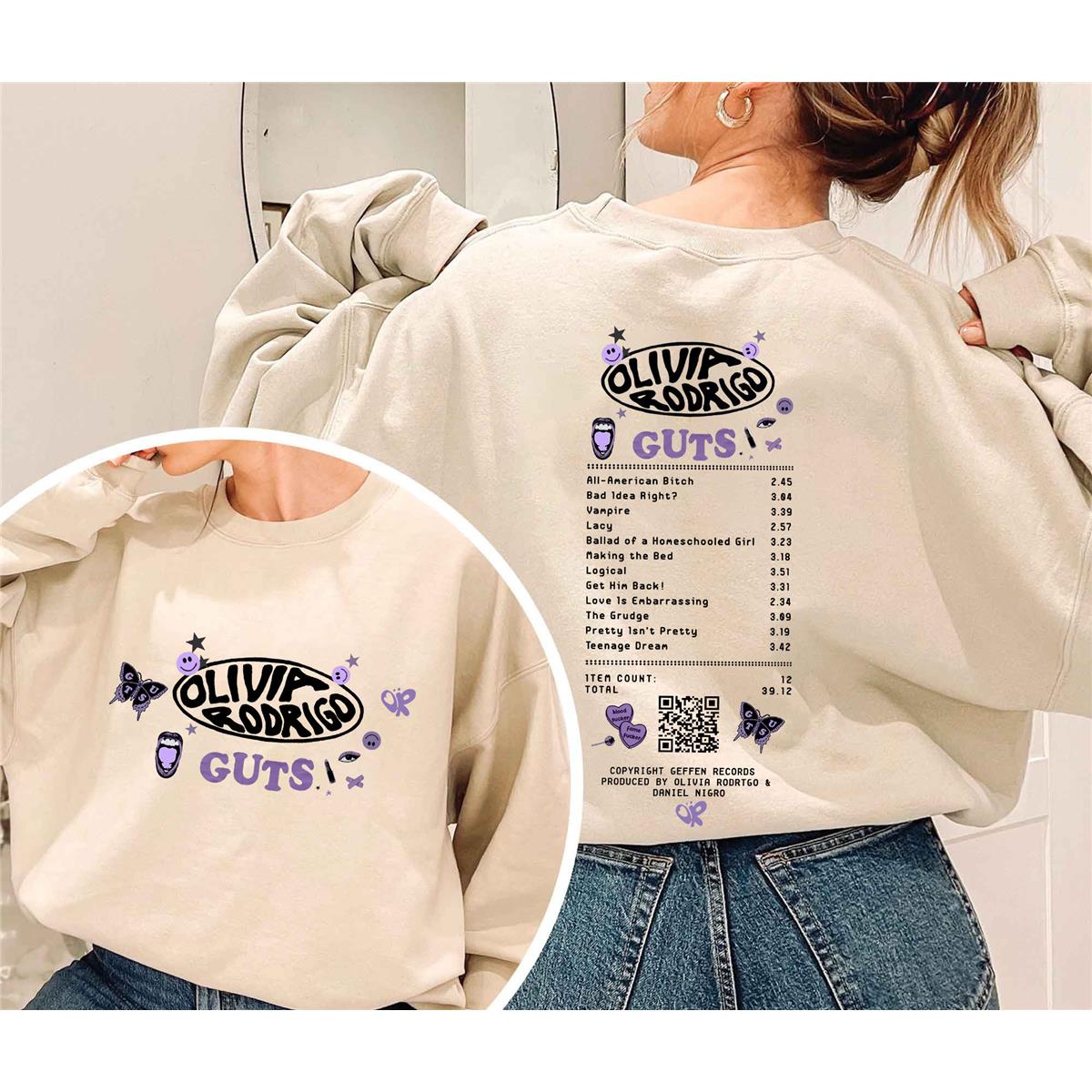 Olivia Guts track list Aesthetic shirt, Olivia Rodrigo Guts | Inspire ...