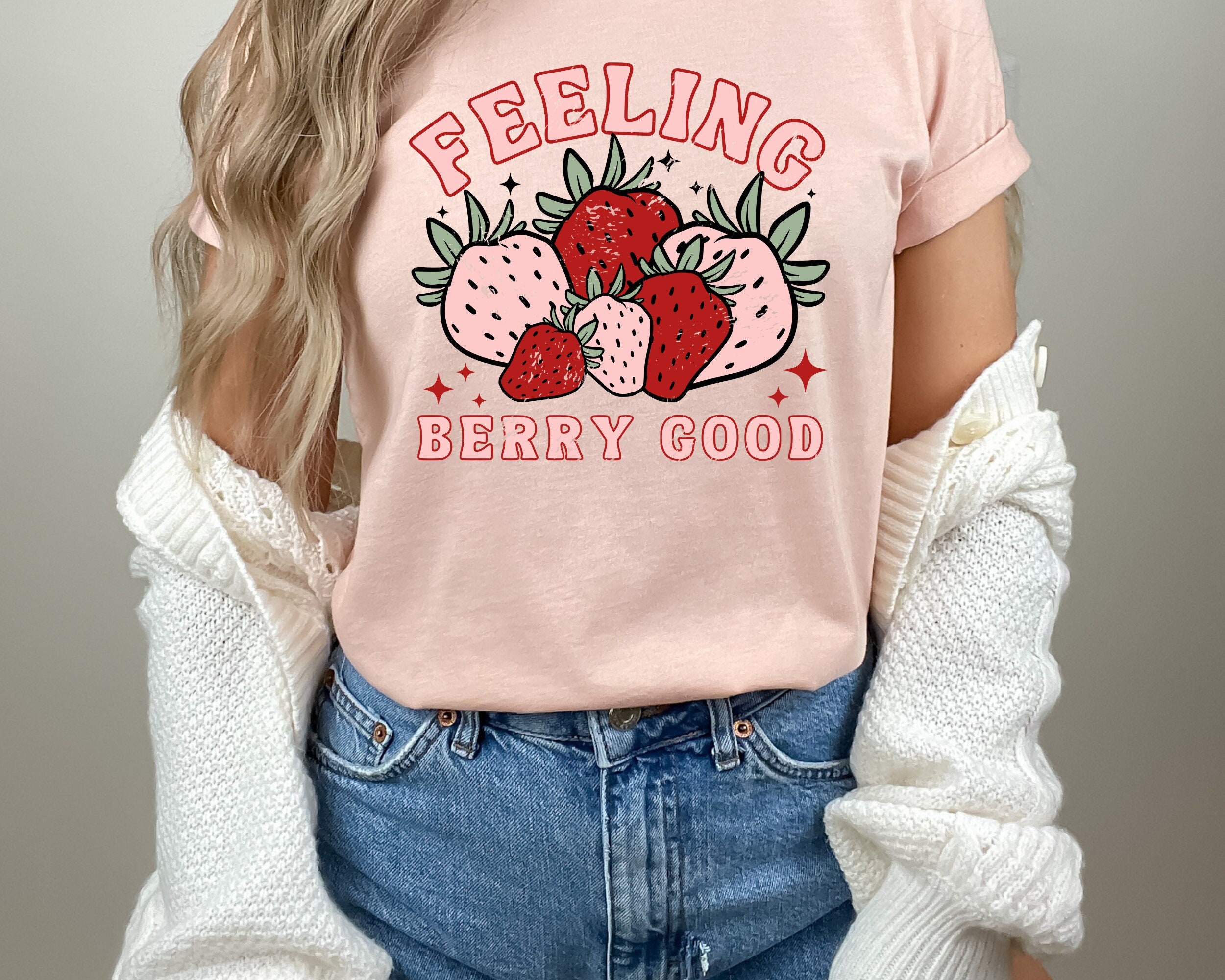 Feeling Berry Good Strawberry Print Retro Shirt Strawberry S | Inspire ...