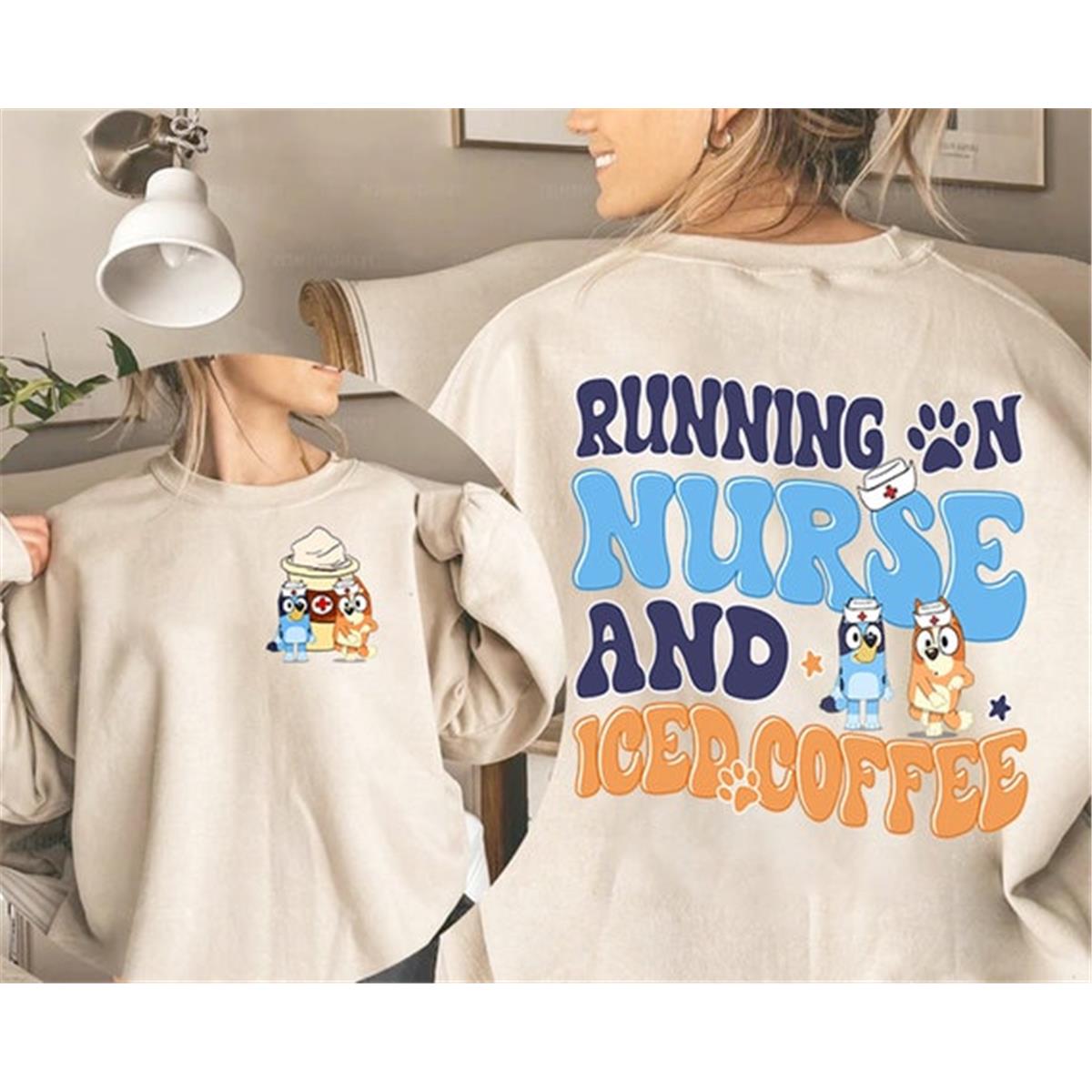 Bluey Groovy Running On Nurse and Iced Coffee Shirt | Bluey | Inspire ...