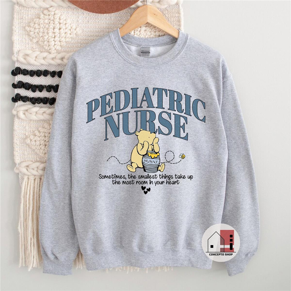 Pediatric Nurse Sweatshirt, Winnie the Pooh Pediatrics RN PE | Inspire ...