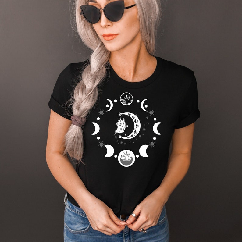 Moon phases shirt,Moon phases with butterfly,Celestial shirt | Inspire ...