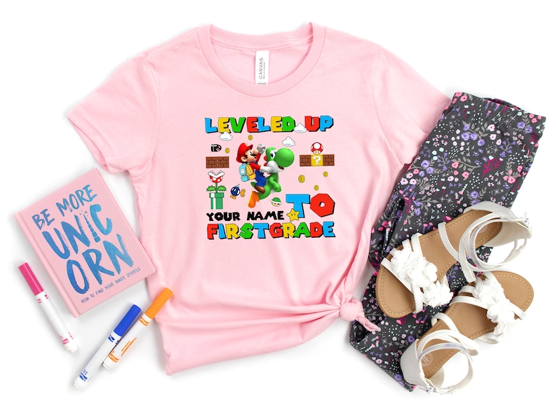 Leveled Up To First Grade Shirt, Mario First Grade Shirt, Fi | Inspire ...