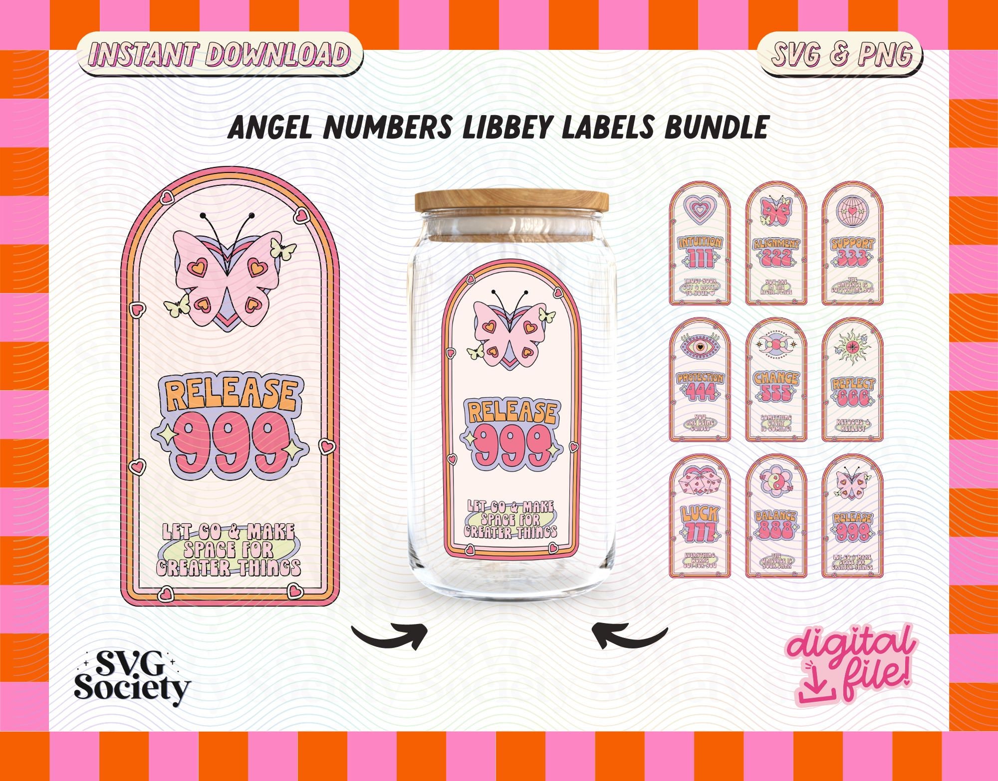 Angel Numbers Libbey Labels Bundle, SVG and PNG File, Cute G | Inspire ...
