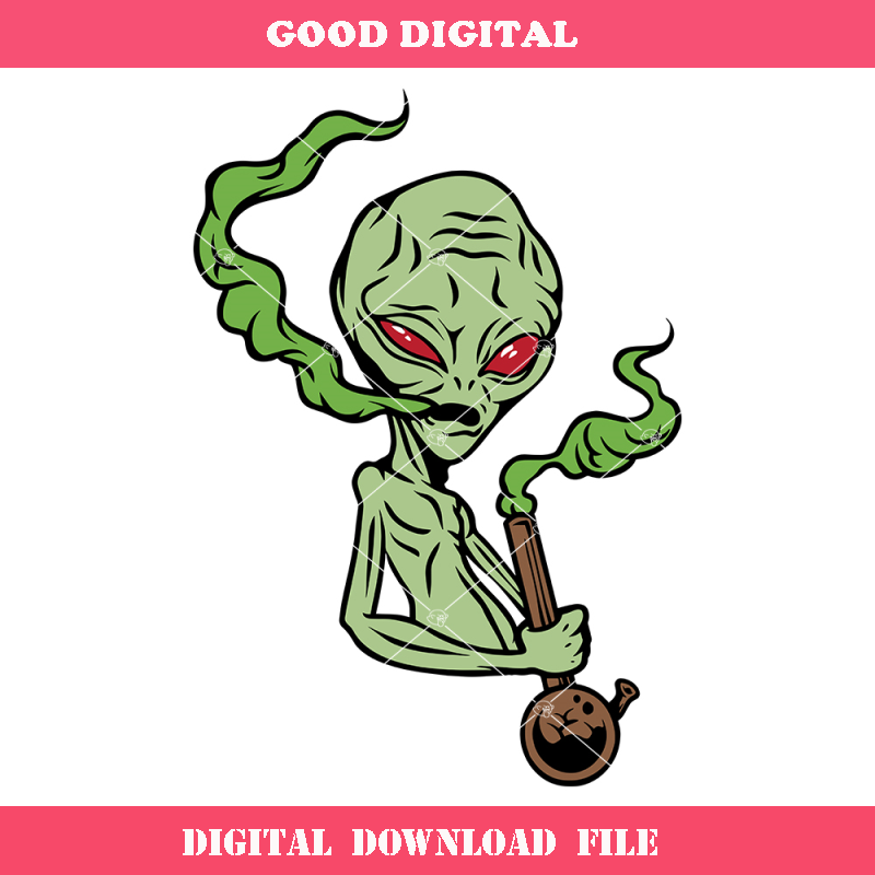 Alien Smoking Weed Svg, Alien Smoking Joint Svg, Alien Svg - Inspire Uplift